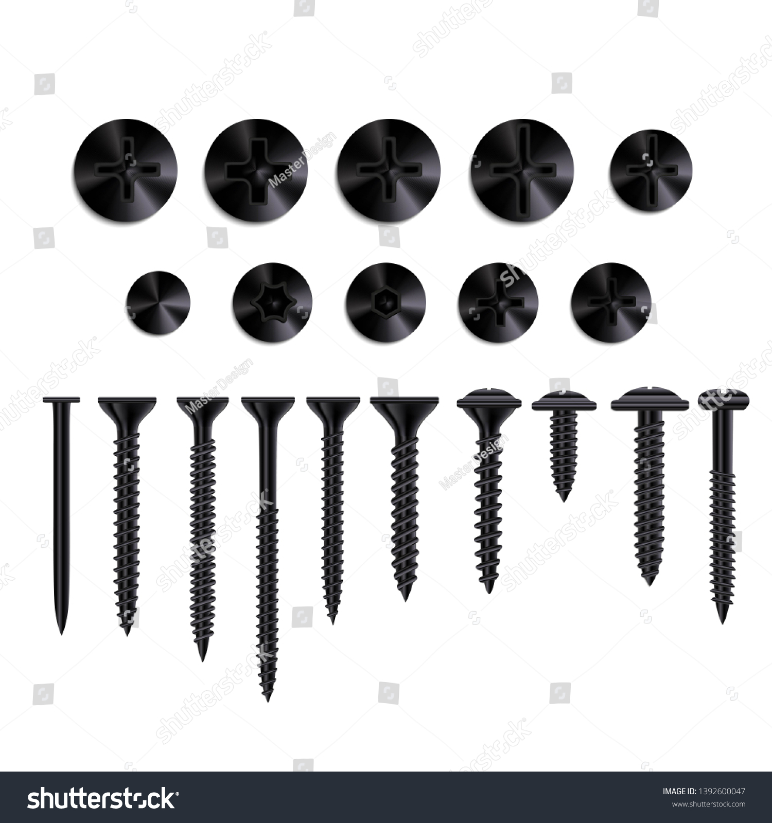 Screws Black Realistic Vector Design: เวกเตอร์สต็อก (ปลอดค่าลิขสิทธิ์ ...