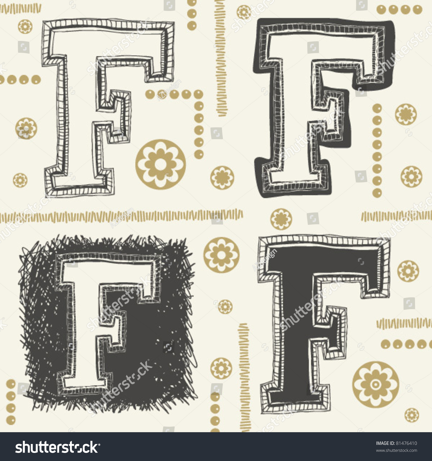 Scribble Alphabet Crazy Doodle F Stock Vector (Royalty Free) 81476410
