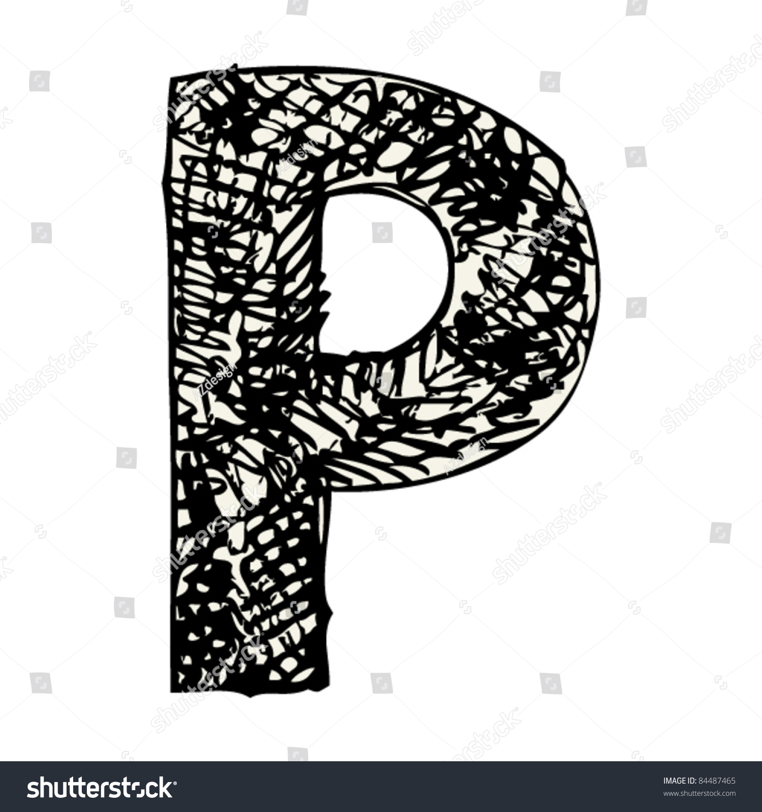 Scribble Alphabet Doodle Letter P Stock Vector 84487465 - Shutterstock