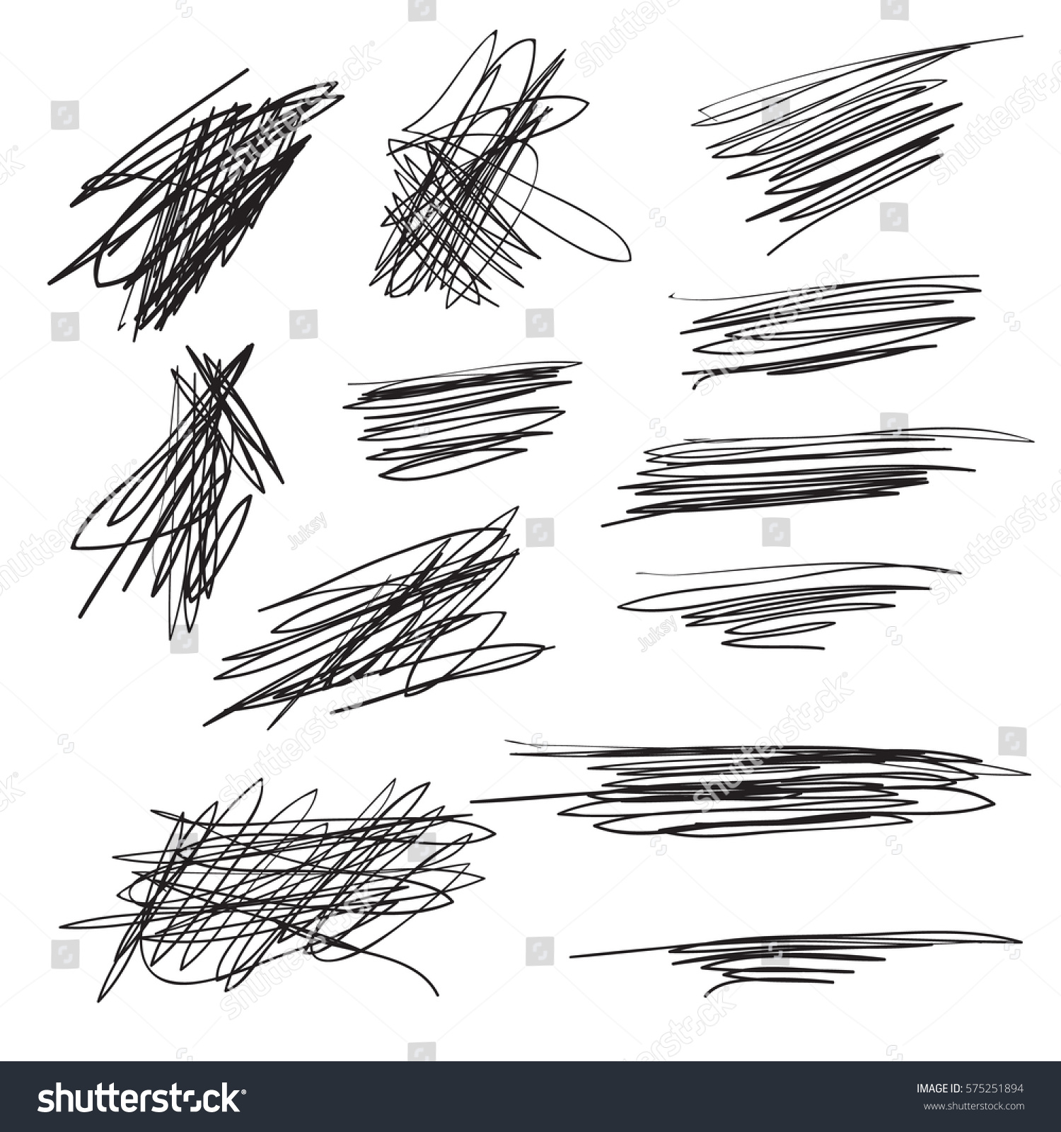 Scribble Brush Strokes Set Vector Logo Stock Vector (Royalty Free ...