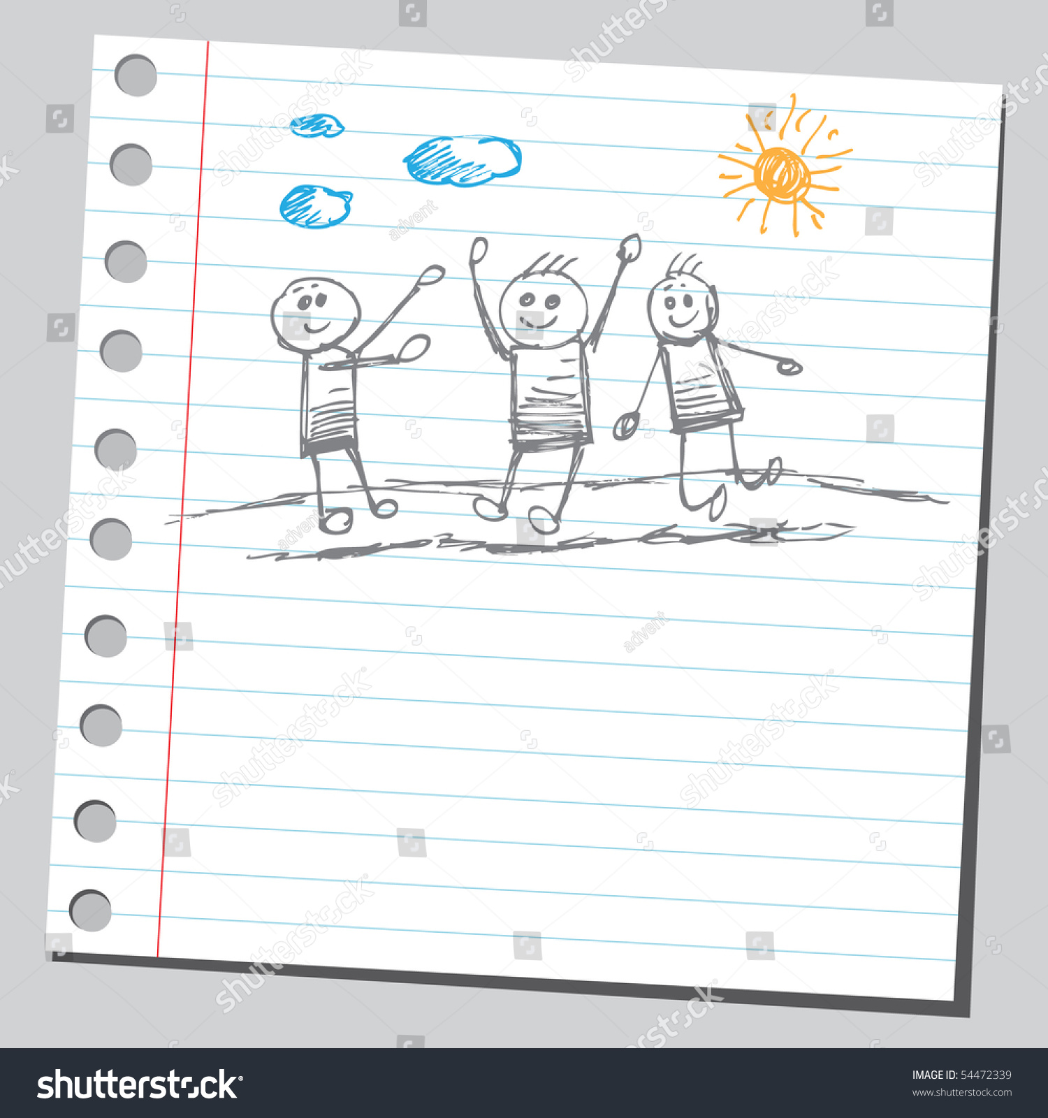 Scribble Children Playing Stock Vector (Royalty Free) 54472339 ...