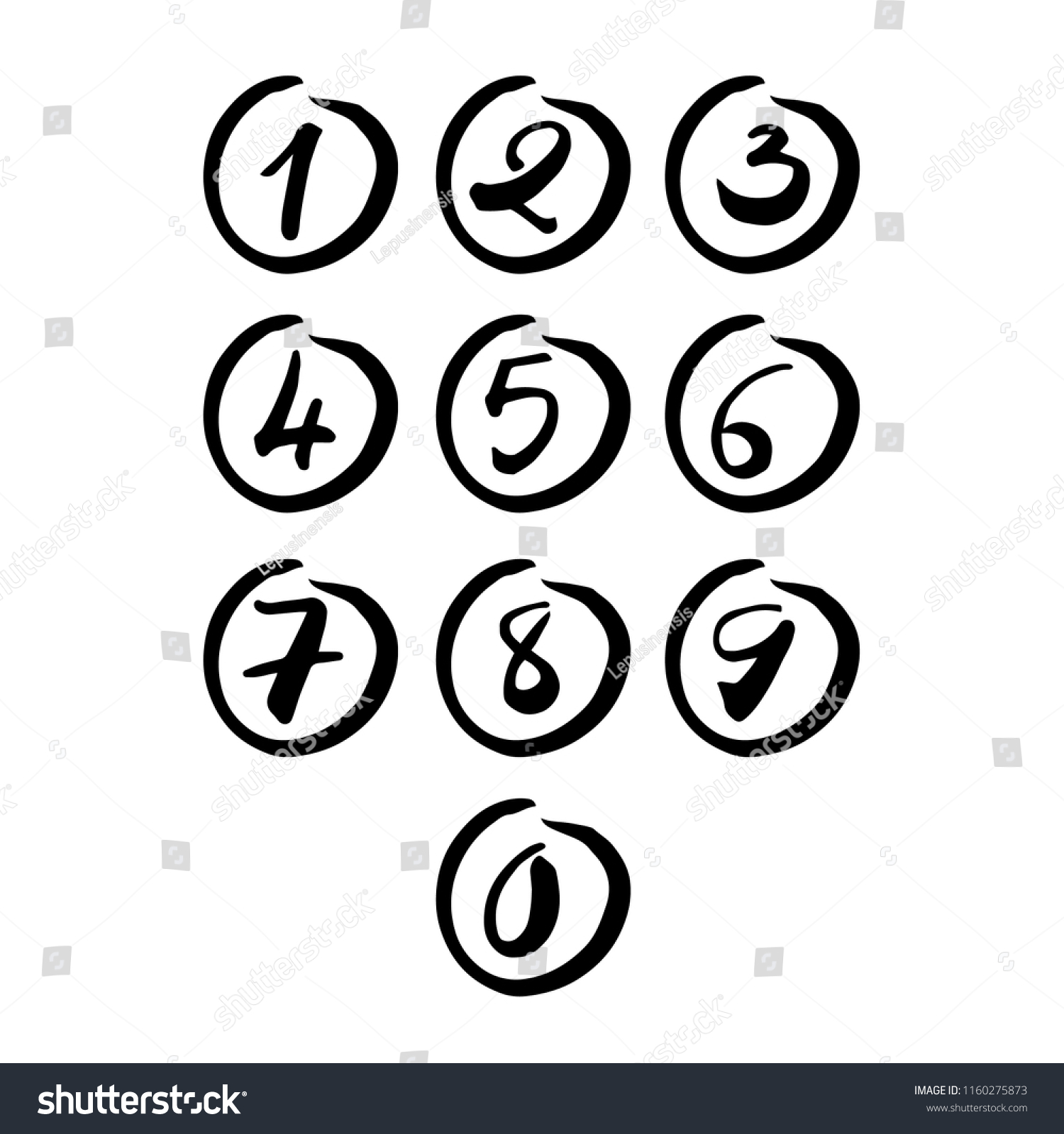 Scribble Circle Font Hand Drawn Numbers Stock Vector (Royalty Free ...