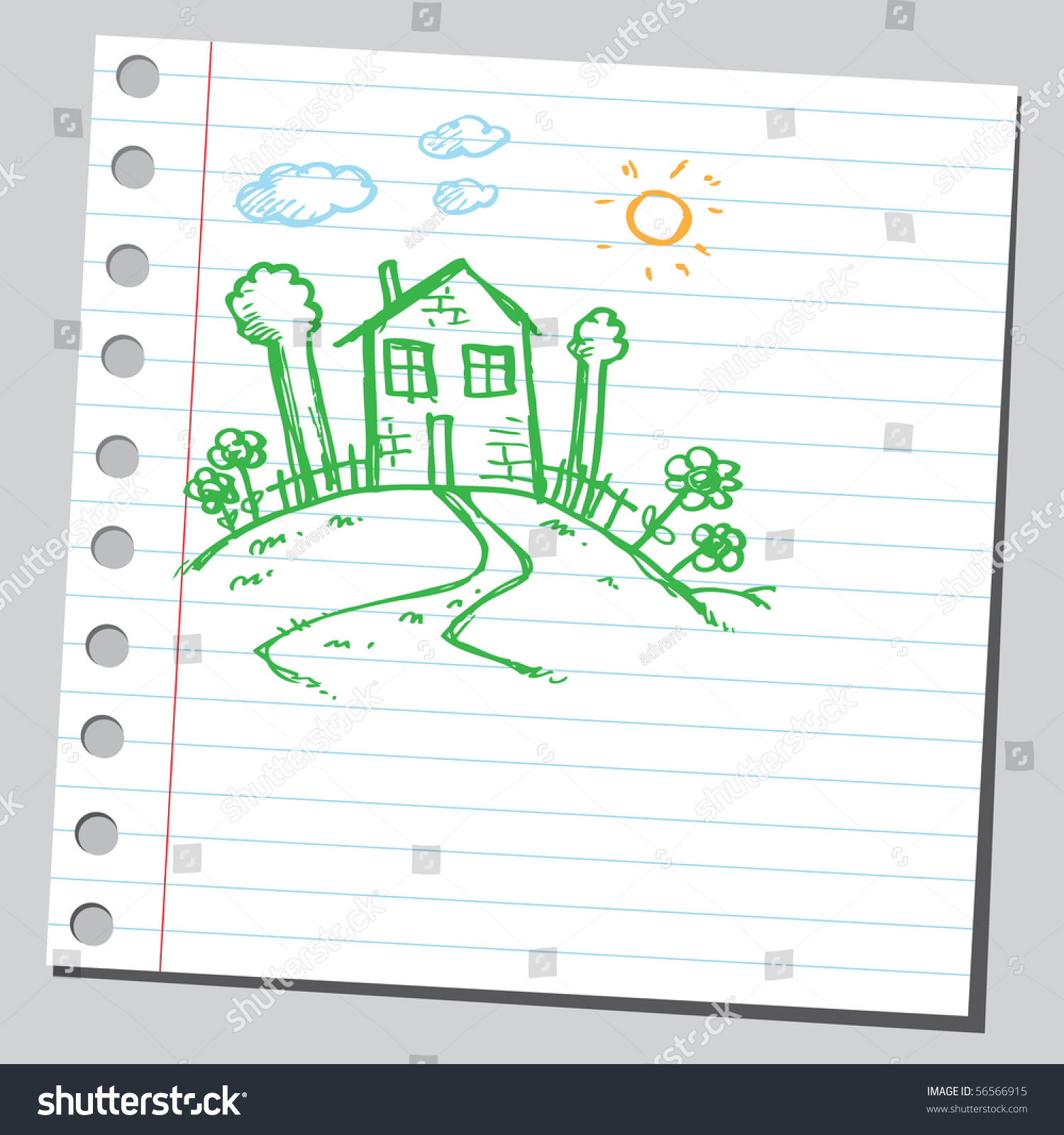 Scribble House On Hill Stock Vector (Royalty Free) 56566915