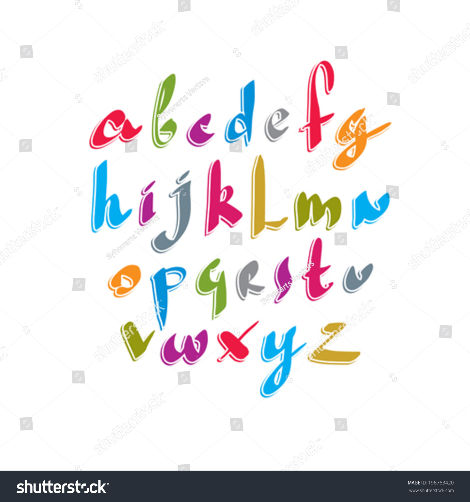 Script Handwritten Font Vector Vector Alphabet 스톡 벡터(로열티 프리) 196763420 ...