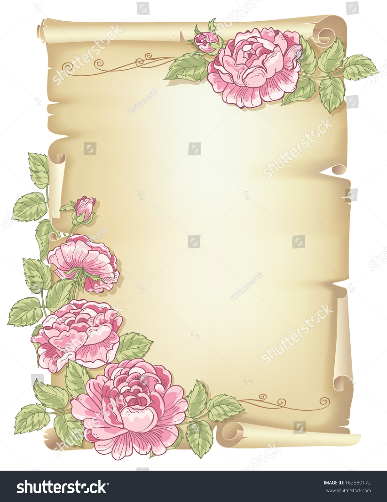 Scroll Roses: vector de stock (libre de regalías) 162580172 | Shutterstock