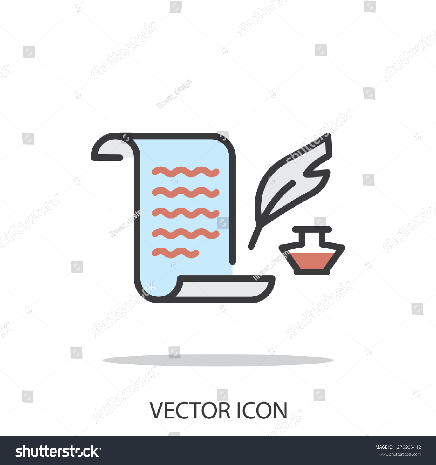 Scroll Paper Feather Icon Vector Stock Vector (Royalty Free) 1276905442