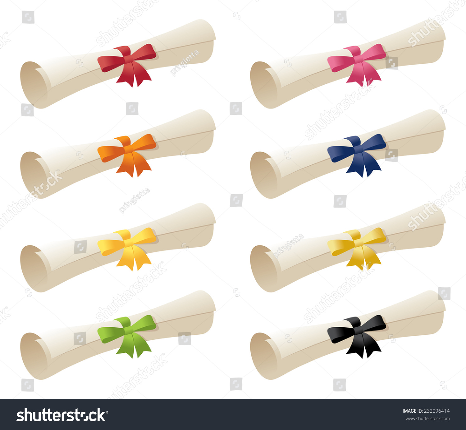 Scrollsdiplomas Different Colored Ribbons Stock Vector (Royalty Free ...