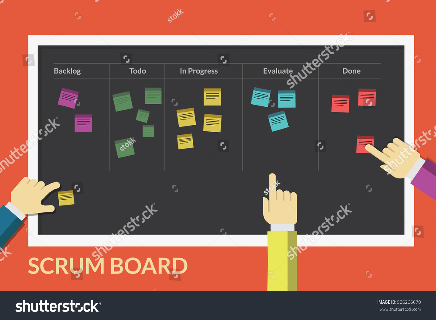 Scrum Board Agile Development Vector Illustration: เวกเตอร์สต็อก (ปลอด ...