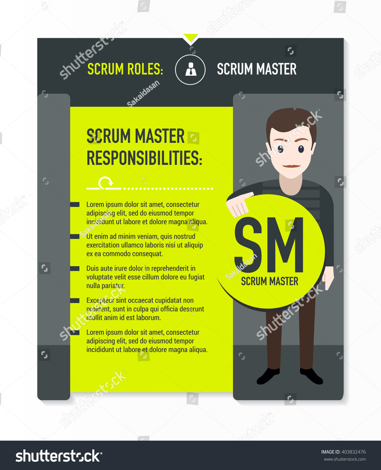 Scrum Roles Scrum Master Responsibilities Template: vector de stock ...