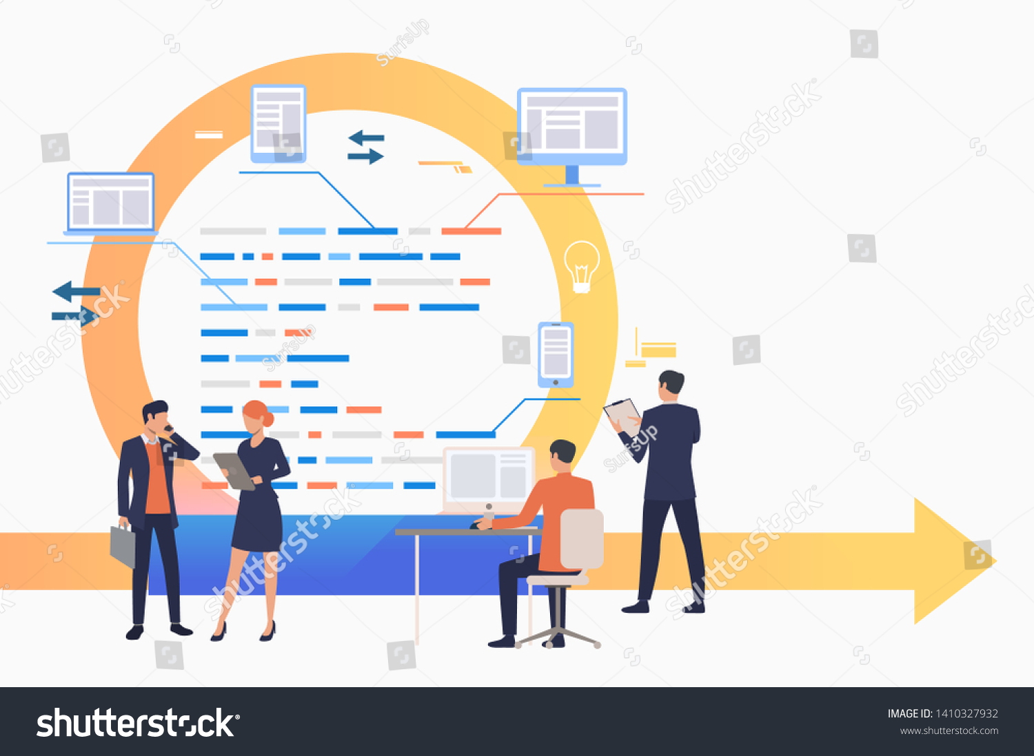 Scrum Team Working On Tasks Cycle Stock Vector (Royalty Free) 1410327932