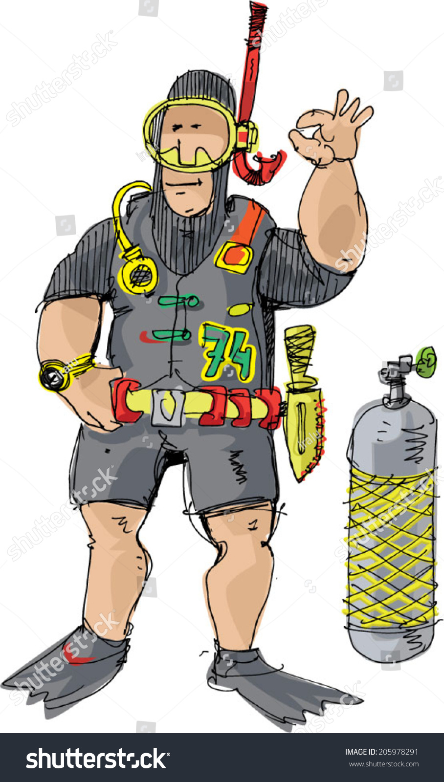 Scuba Diver Cartoon Stock Vector (Royalty Free) 205978291