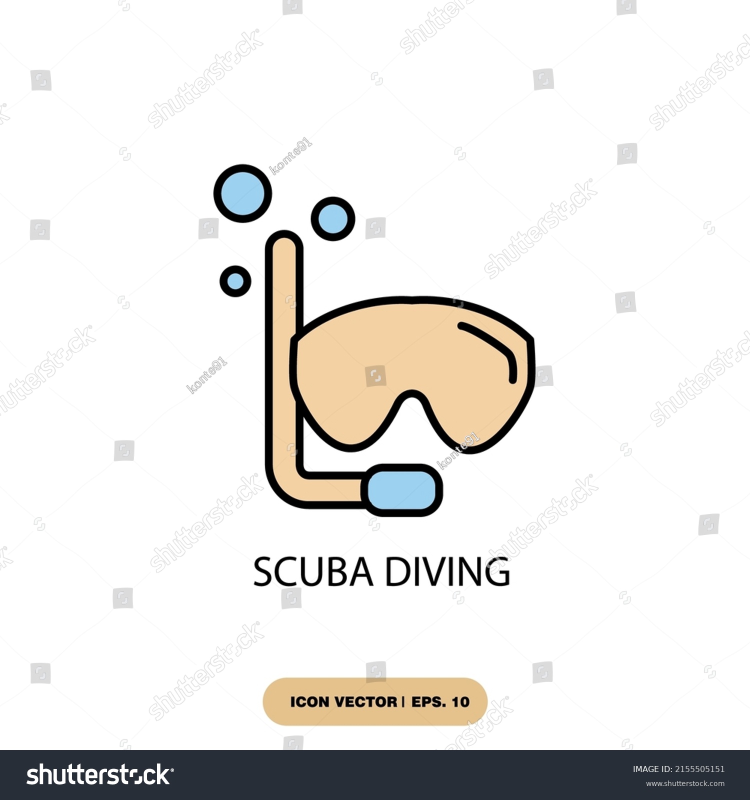 Scuba Diving Icons Symbol Vector Elements Stock Vector (Royalty Free ...