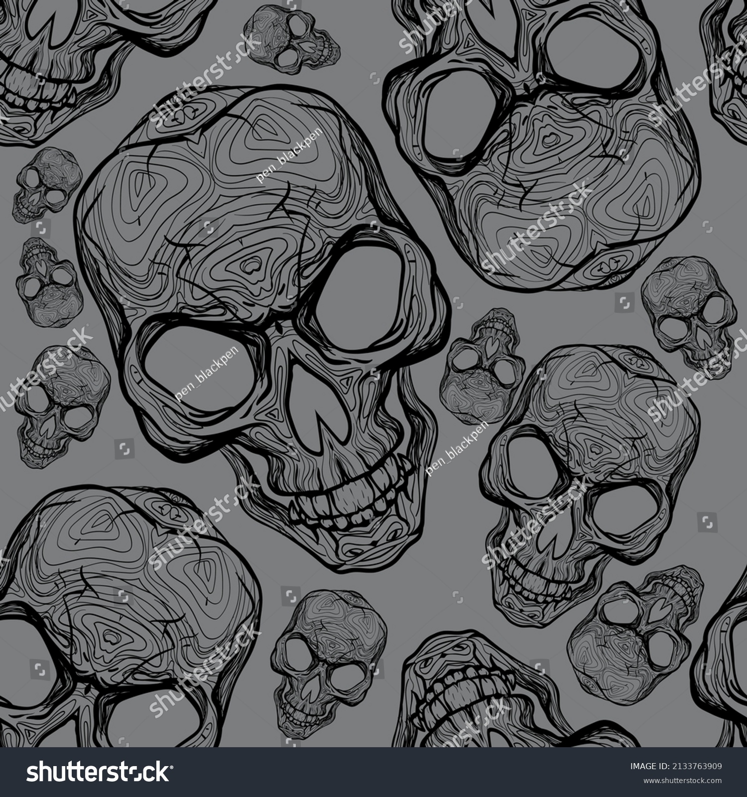 Scull Abstract Decorative Seamless Background Horror Stock Vector ...