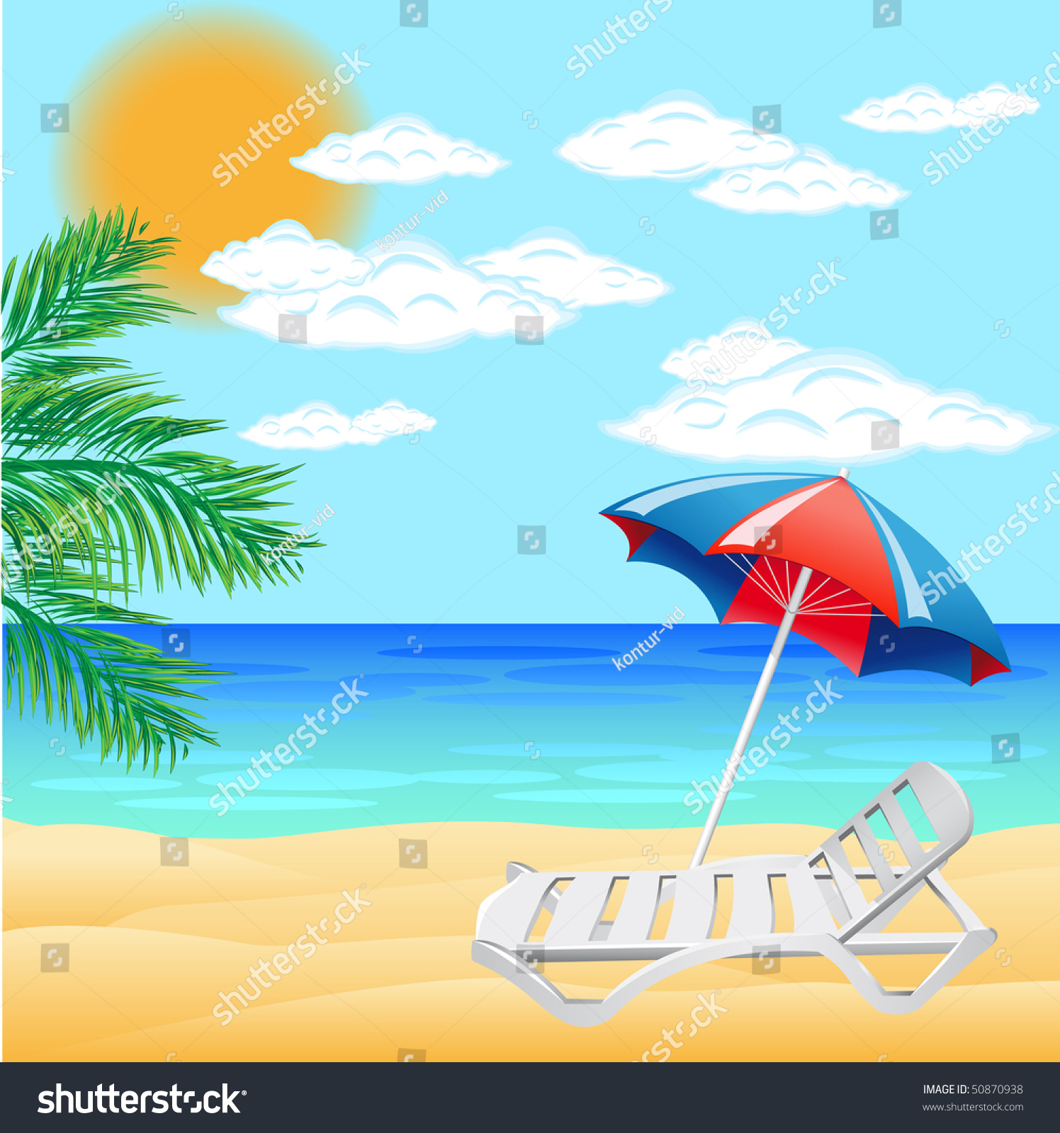 Sea Beach Vector Illustration Stock Vector (Royalty Free) 50870938