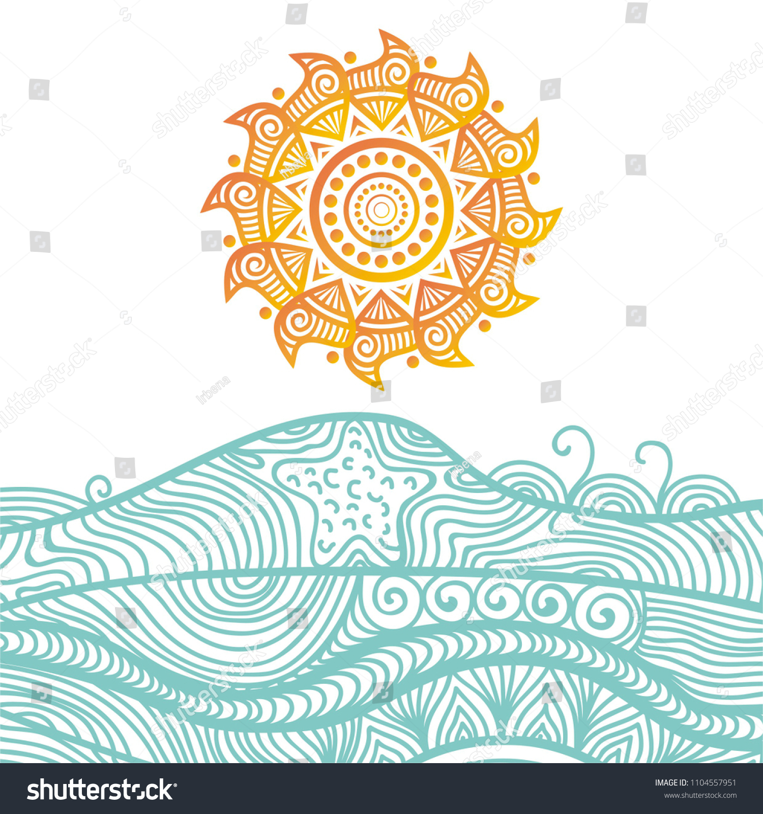 Sea Sun Vector Illustration Stock Vector (Royalty Free) 1104557951