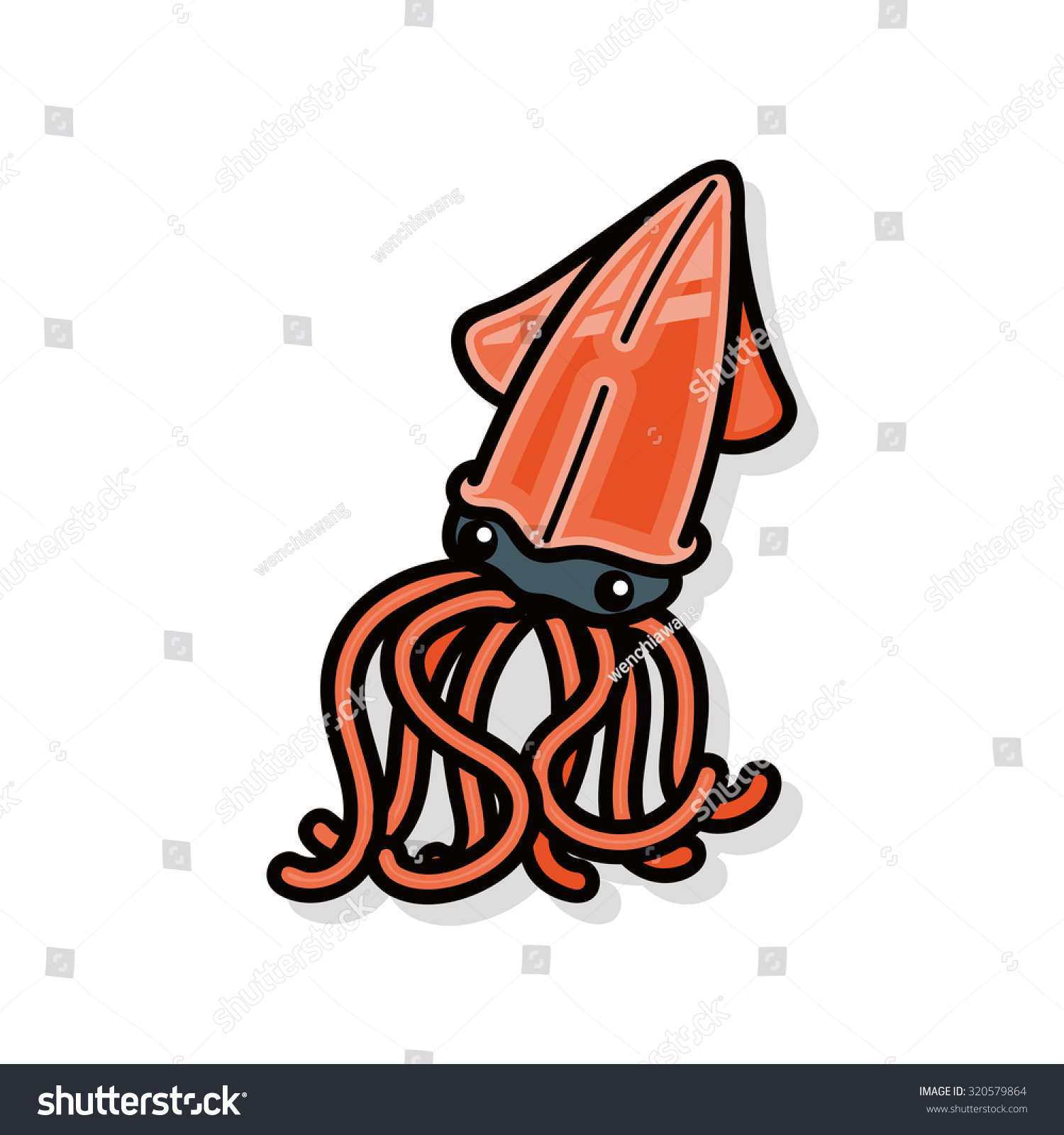 Sea Animal Squid Doodle Stock Vector (Royalty Free) 320579864