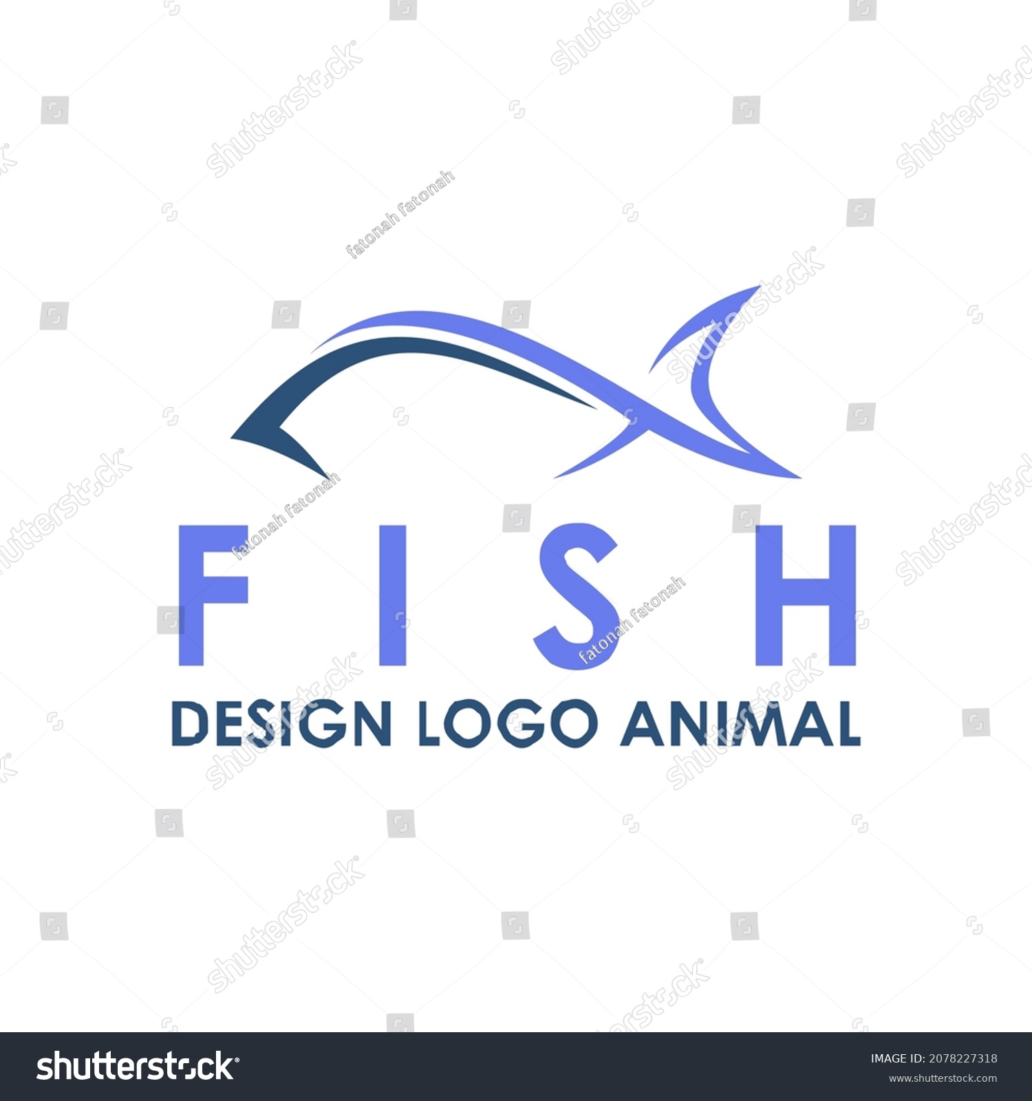 Sea Animalsfish Vector Logo Design Stock Vector (Royalty Free) 2078227318