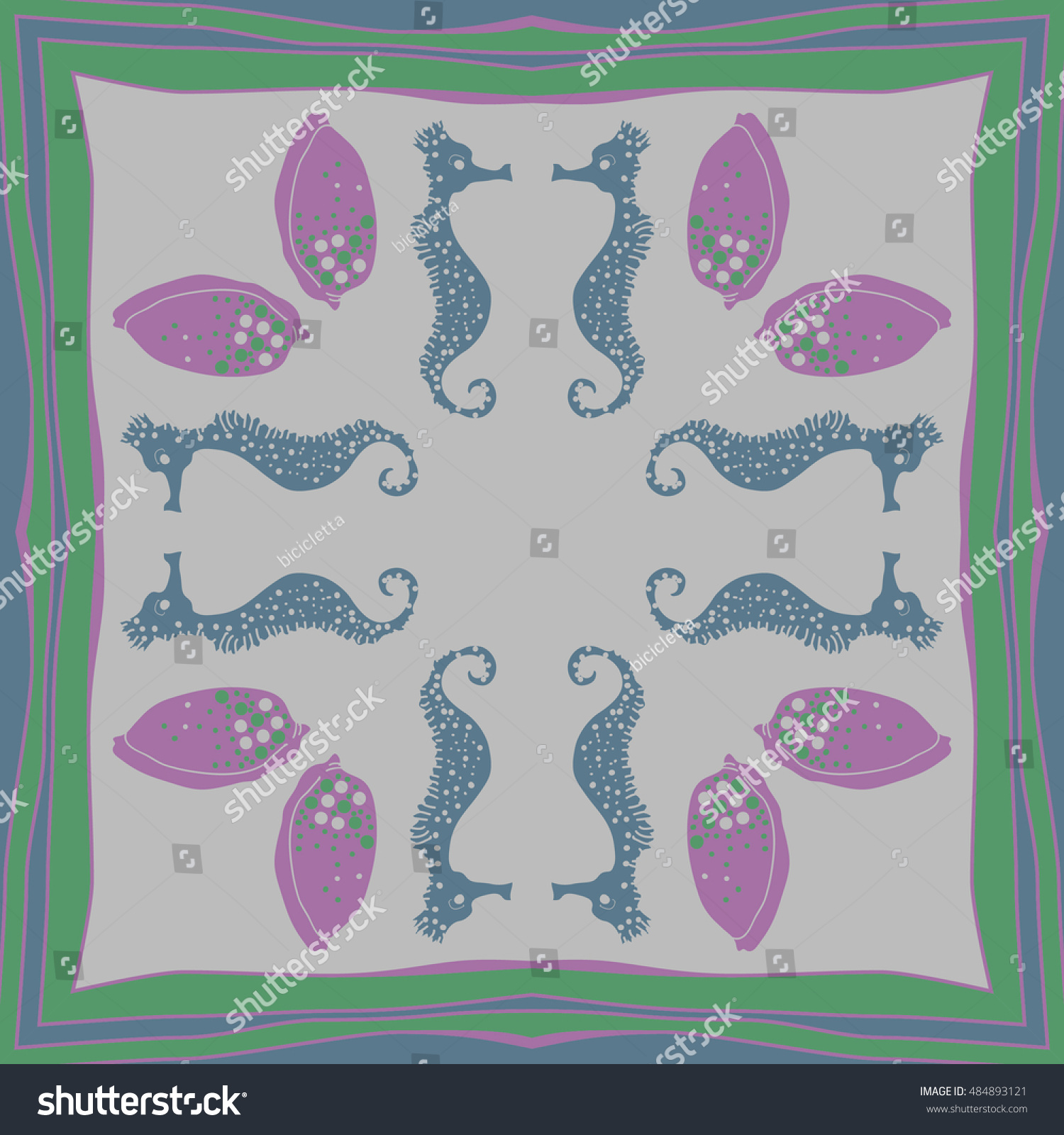 Sea Circular Pattern Striped Frame Hand Stock Vector (Royalty Free ...