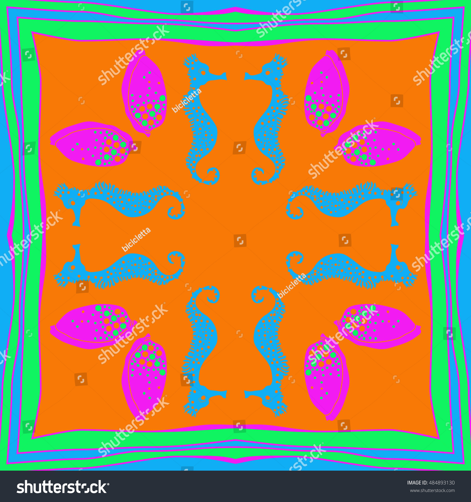 Sea Circular Pattern Striped Frame Hand Stock Vector (Royalty Free ...