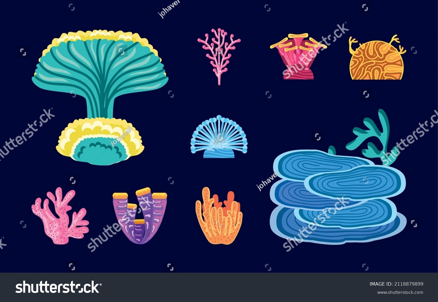Sea Corals Reef Icon Set Stock Vector (Royalty Free) 2118879899 ...