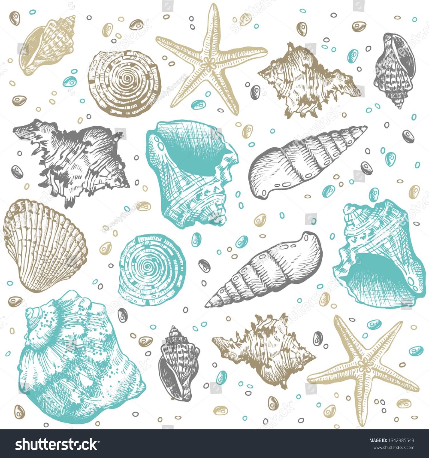 Sea Creatures Drawing Stock Vector (Royalty Free) 1342985543 | Shutterstock