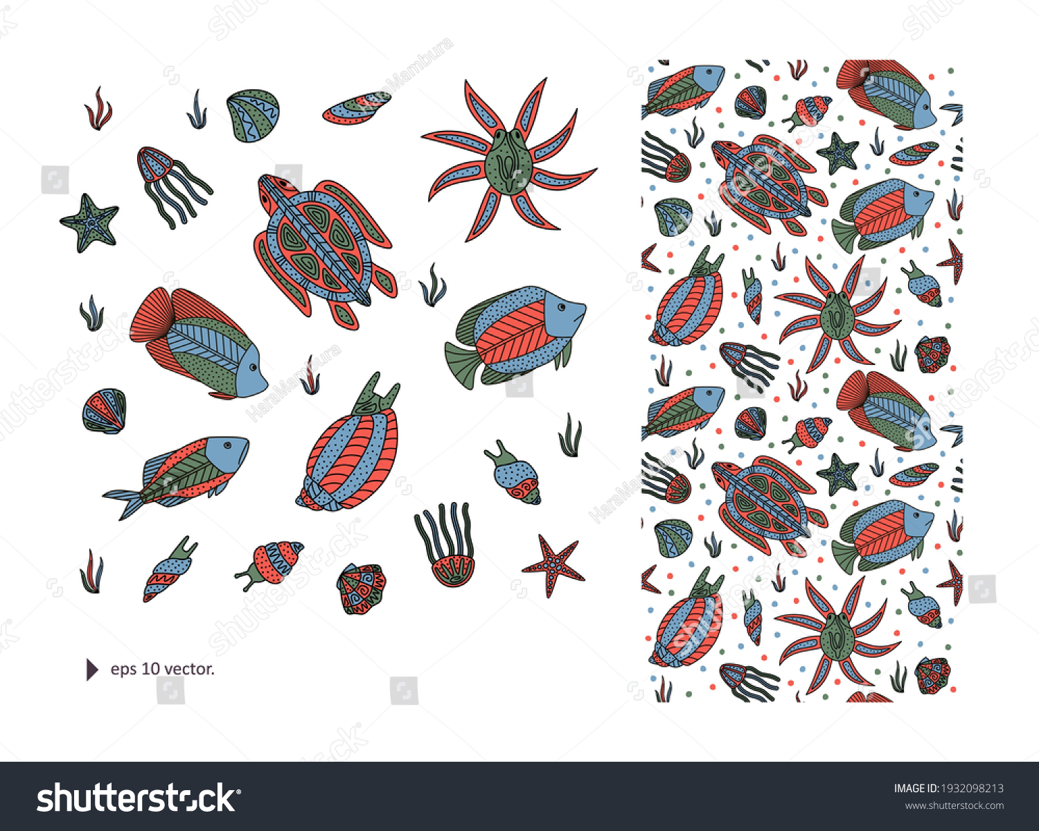 Sea Creatures Seamless Texture Pattern Abstract Stock Vector (Royalty ...