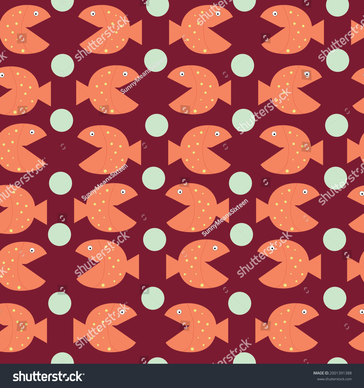 Sea Cute Fish Pattern Wallpaper Stock Vector (Royalty Free) 2001391388 ...