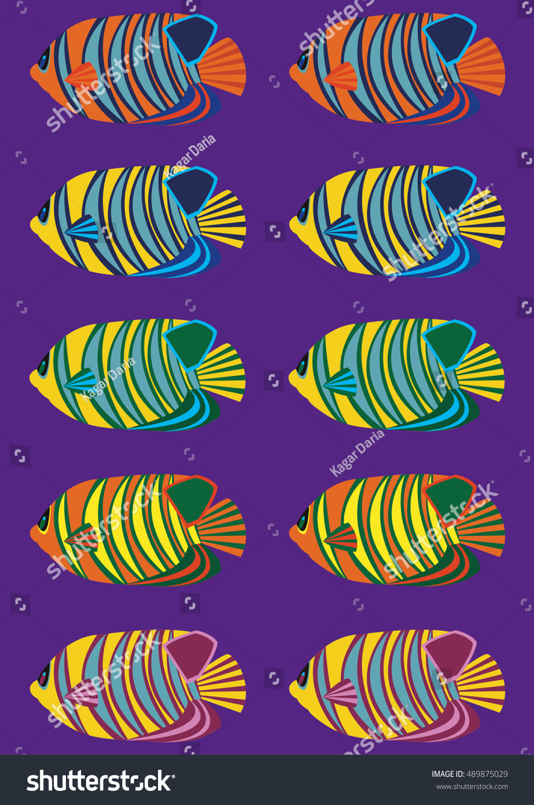 Sea Fish Vector Pattern Stock Vector (Royalty Free) 489875029 ...