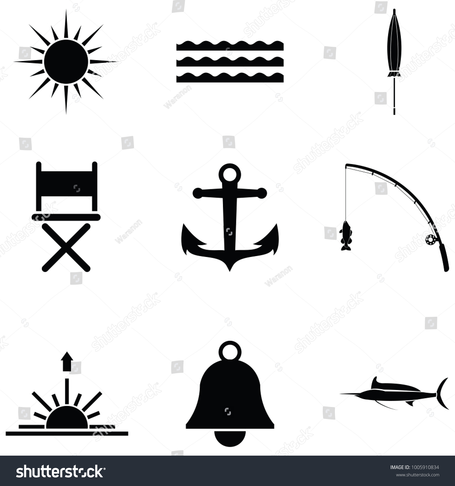 Sea Icon Set Stock Vector (Royalty Free) 1005910834