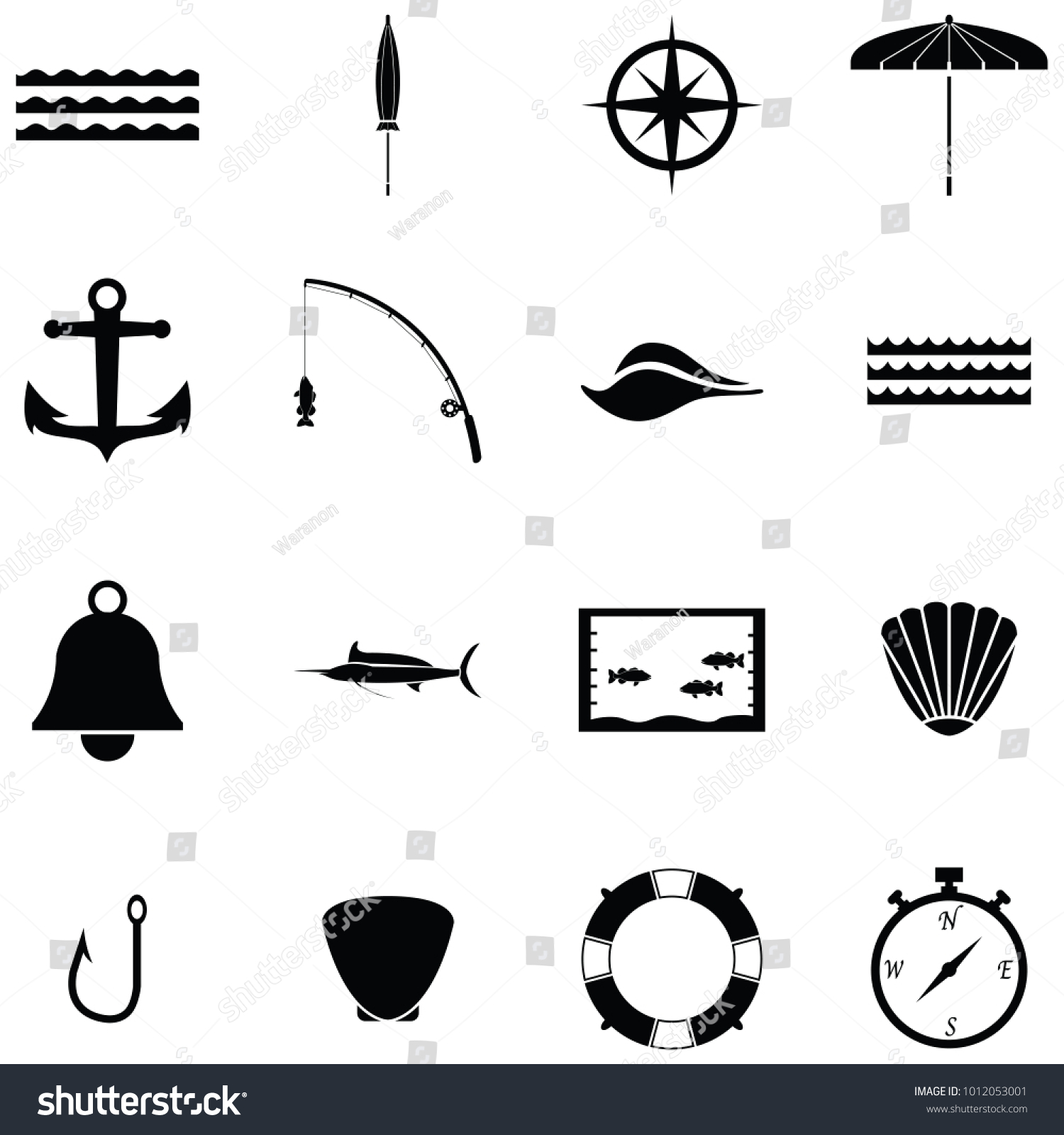 Sea Icon Set Stock Vector (Royalty Free) 1012053001 | Shutterstock