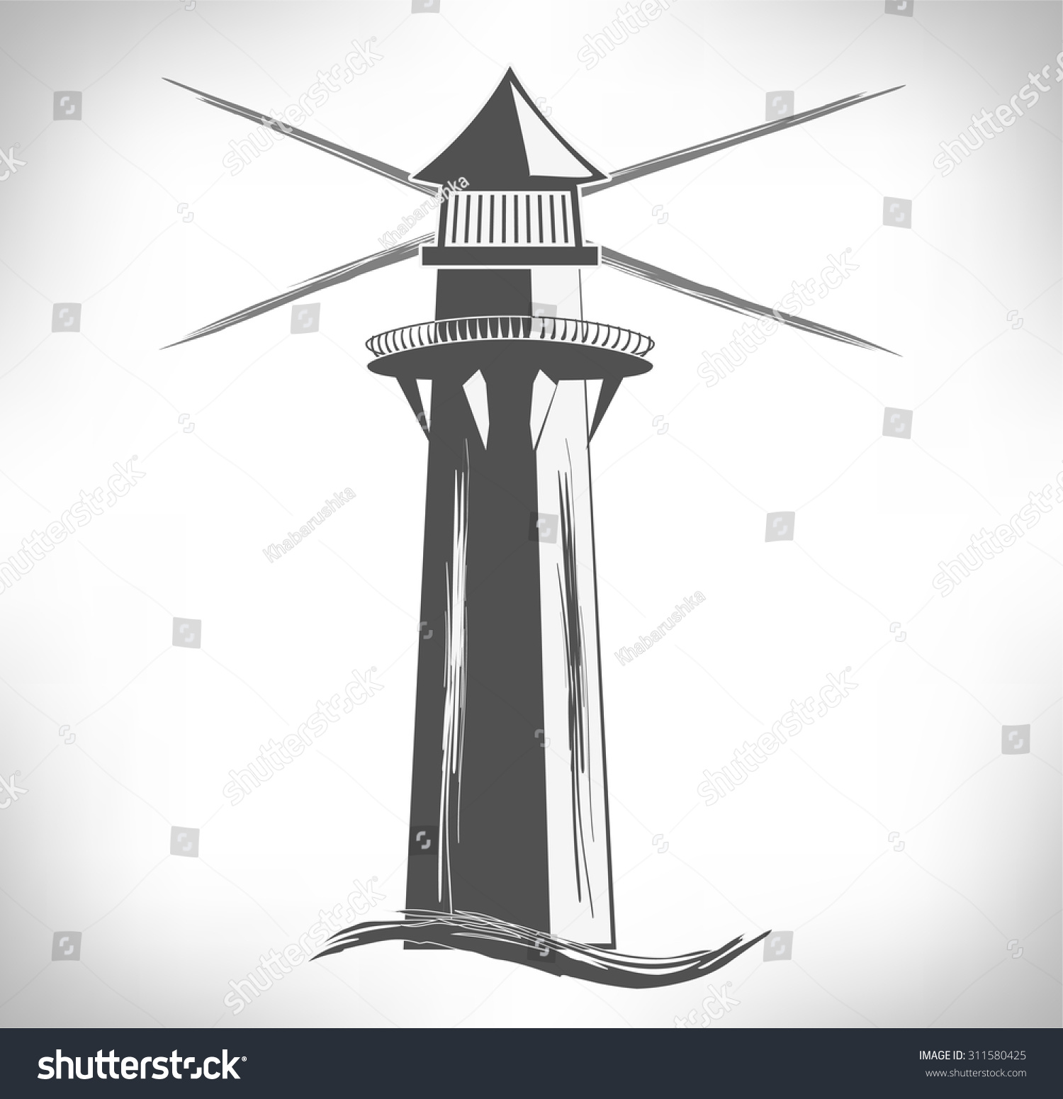 Sea Lighthouse Tower Icon Illustration Stock Vector (Royalty Free ...
