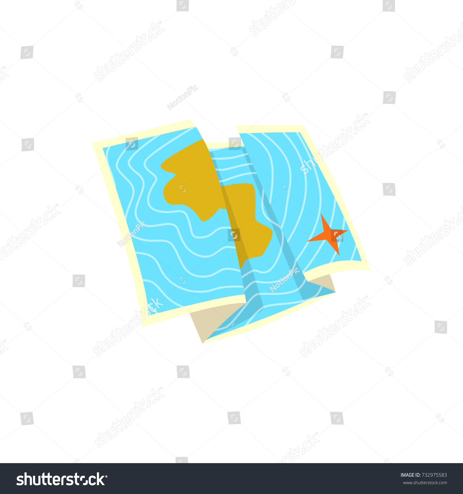Sea Map Cartoon Vector Illustration Stock Vector (Royalty Free ...