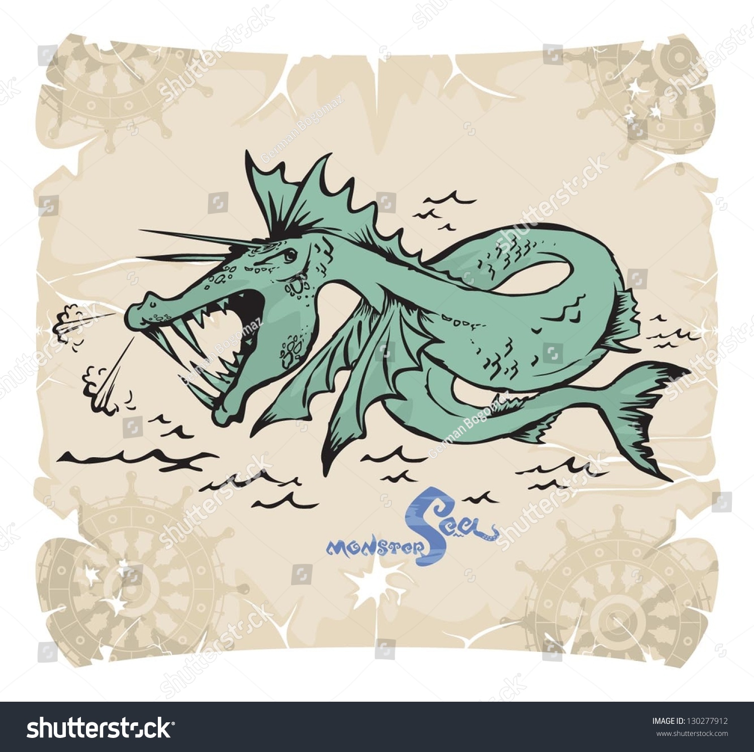 Sea Monsters 3 Vector Stock Vector (Royalty Free) 130277912 | Shutterstock