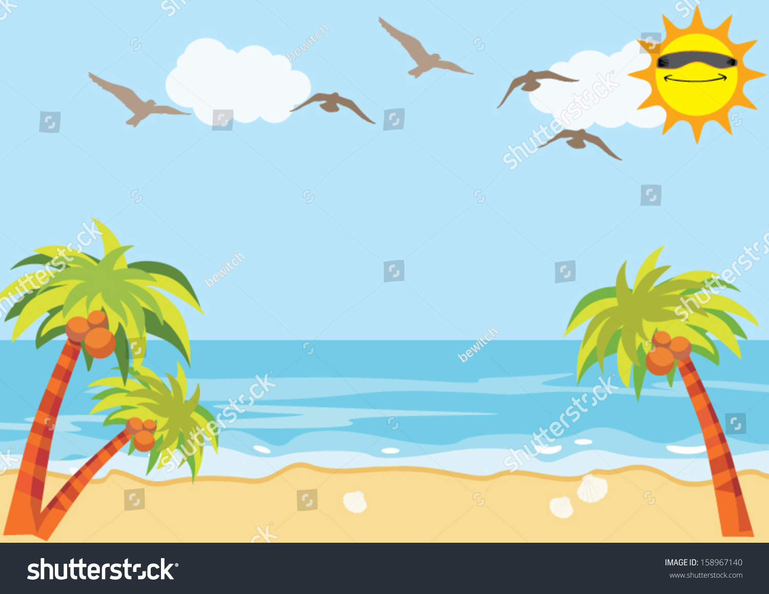 Sea Sand Beach Background Stock Vector (Royalty Free) 158967140 ...