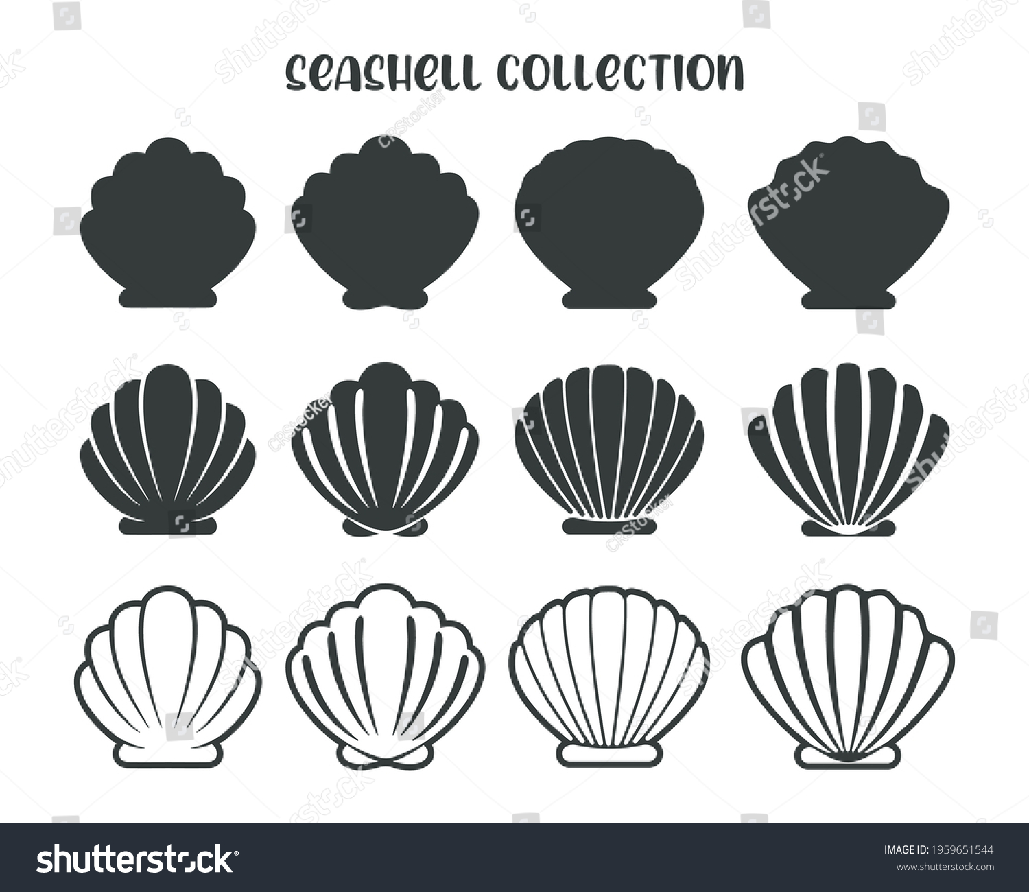 Sea Shell Vector Silhouette Isolated On Stock Vector (Royalty Free ...