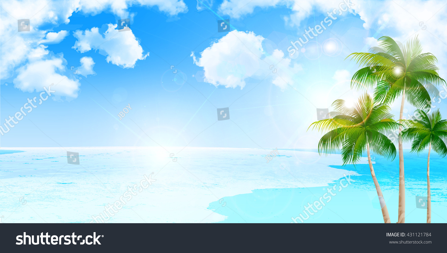Sea Summer Landscape Background: vector de stock (libre de regalías ...