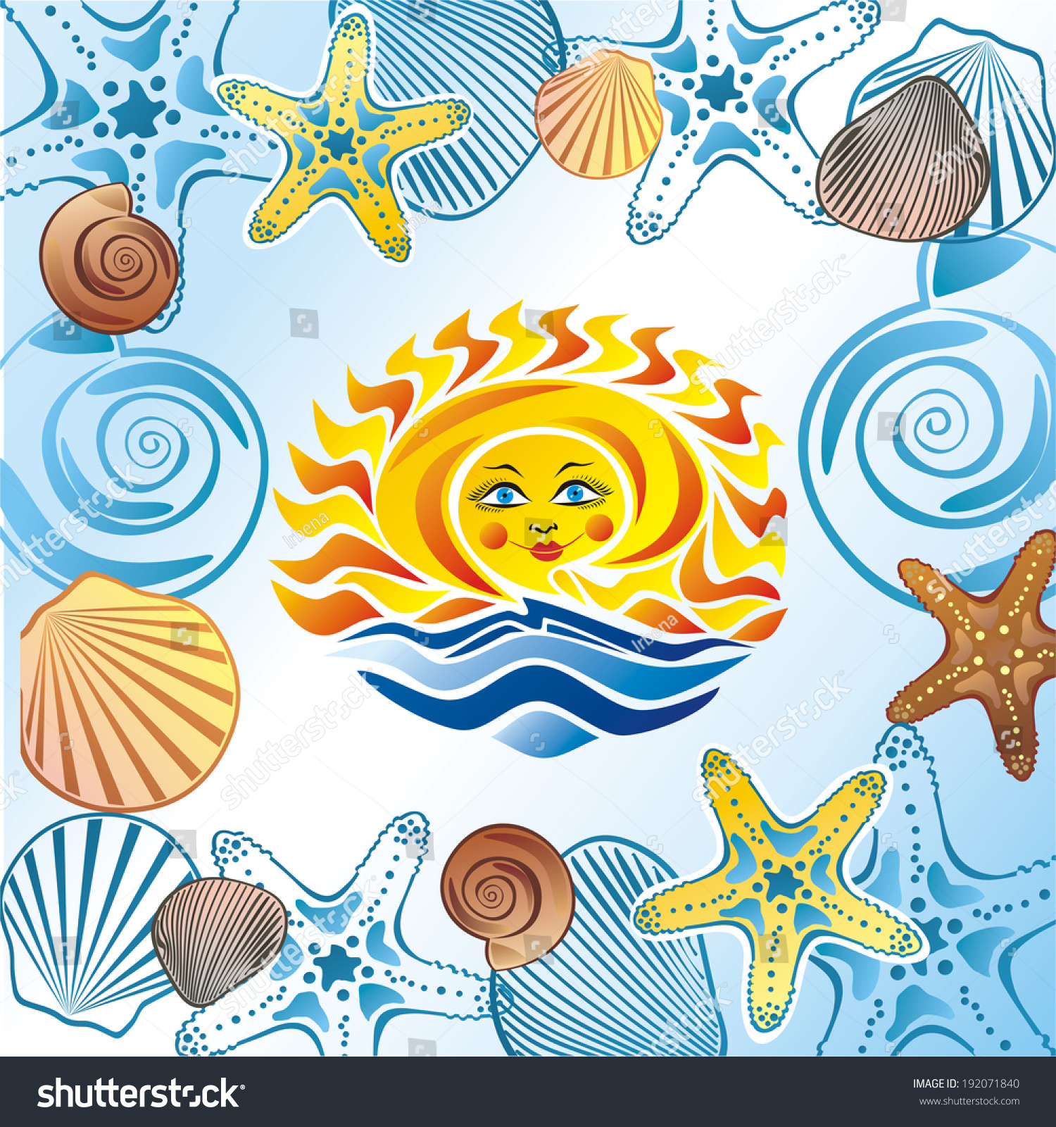 Sea Sun Vector Illustration Stock Vector (Royalty Free) 192071840 ...