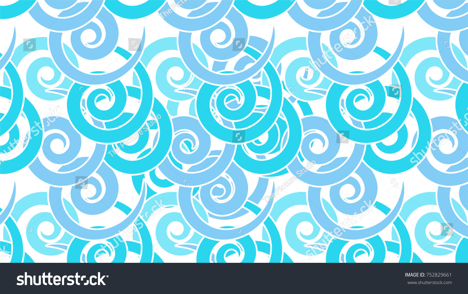 Sea Swirls Blue Pattern Stock Vector (Royalty Free) 752829661 ...