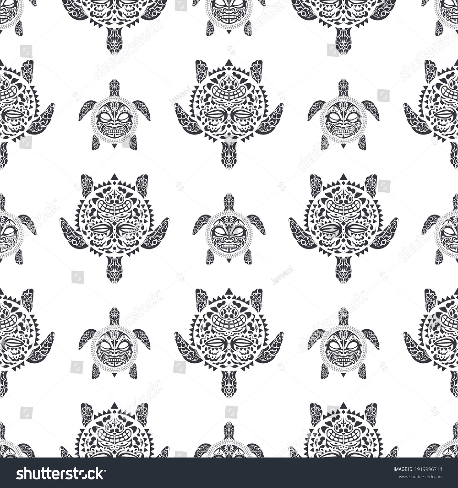 Sea Turtles Polynesian Tribal Pattern Seamless Stock Vector (Royalty ...