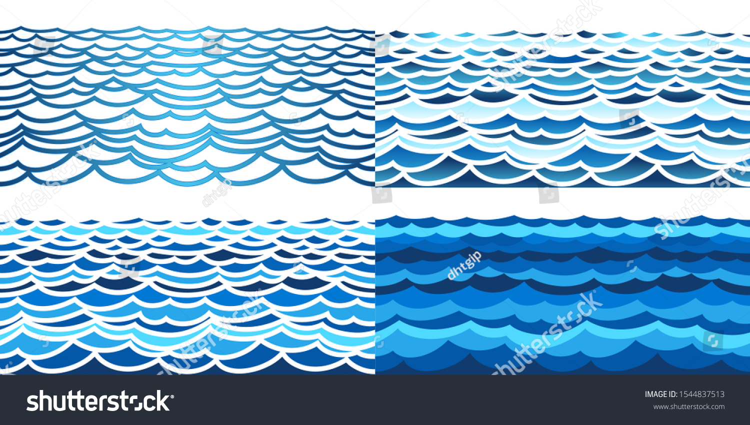 Sea Waves Seamless Pattern Ocean Blue 库存矢量图（免版税）1544837513 | Shutterstock