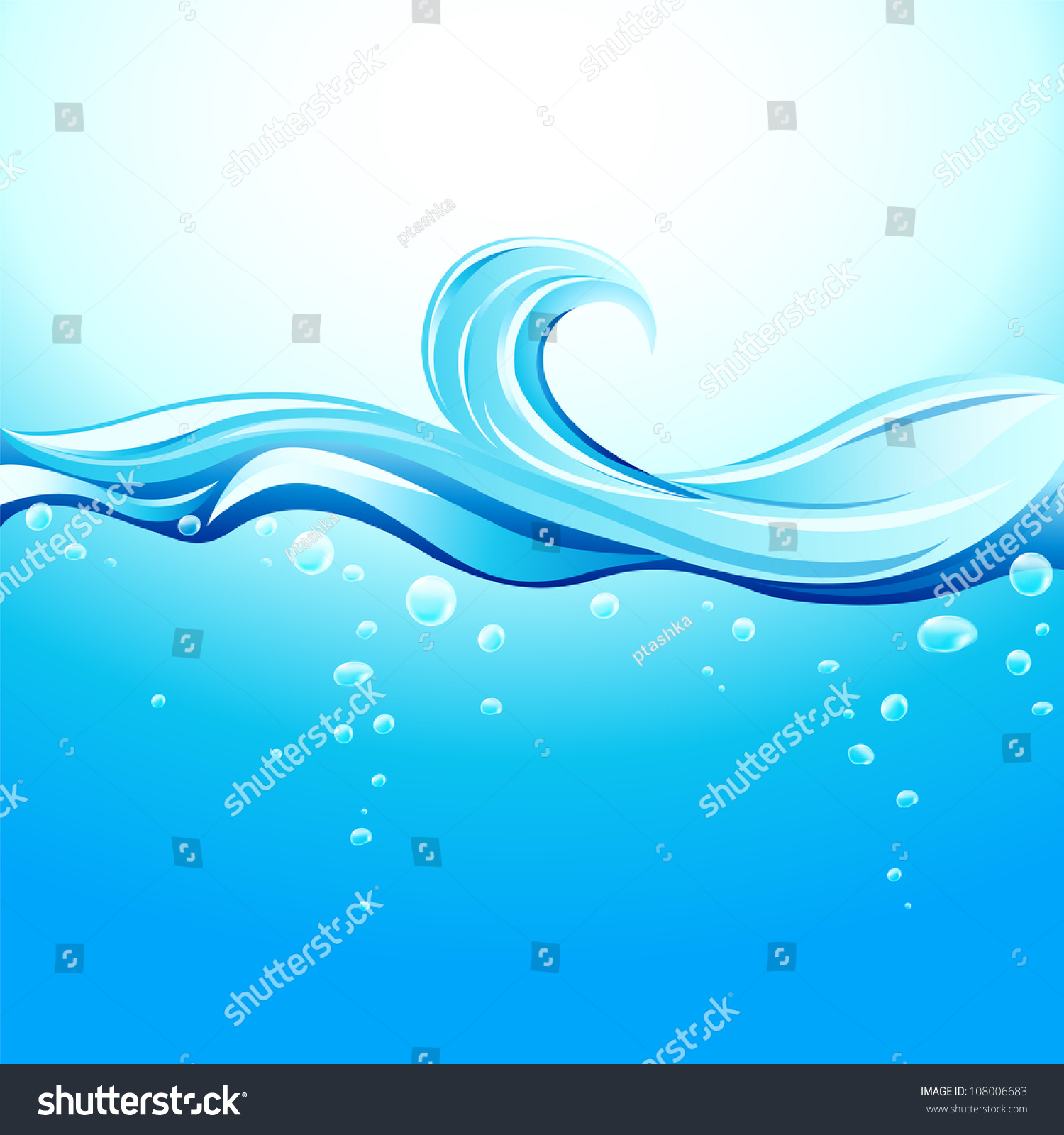 Sea Waves Bubbles Vector Illustration Stock Vector (Royalty Free) 108006683