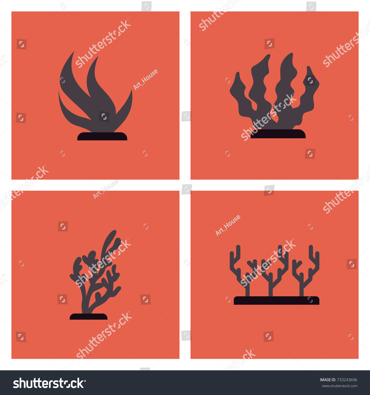 Seabed Vector Stock Collection Stock Vector (Royalty Free) 733243696 ...