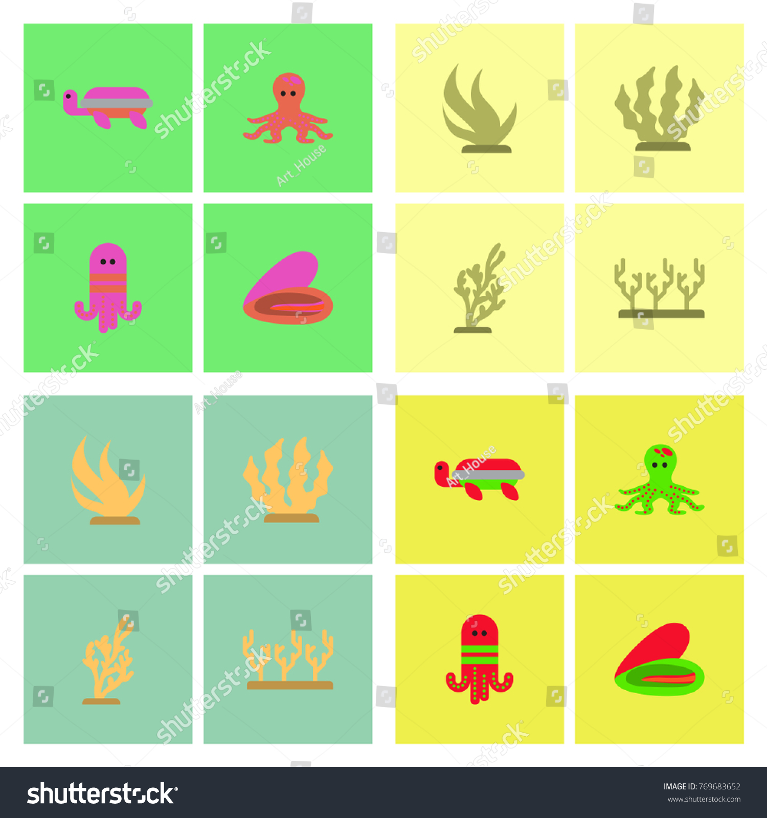 Seabed Vector Stock Collection Stock Vector (Royalty Free) 769683652 ...