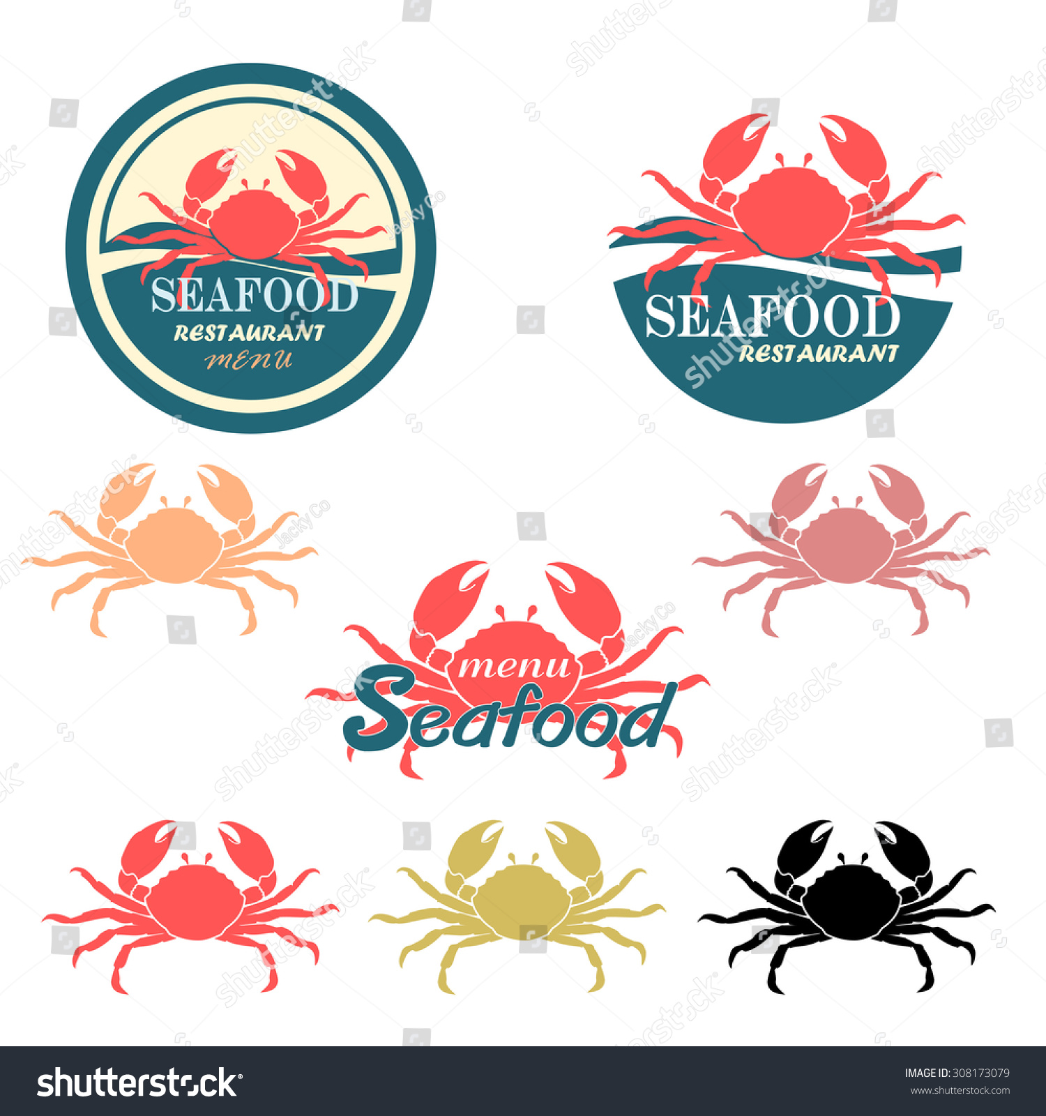 Seafood Labels Signs Vector Stock Vector (Royalty Free) 308173079