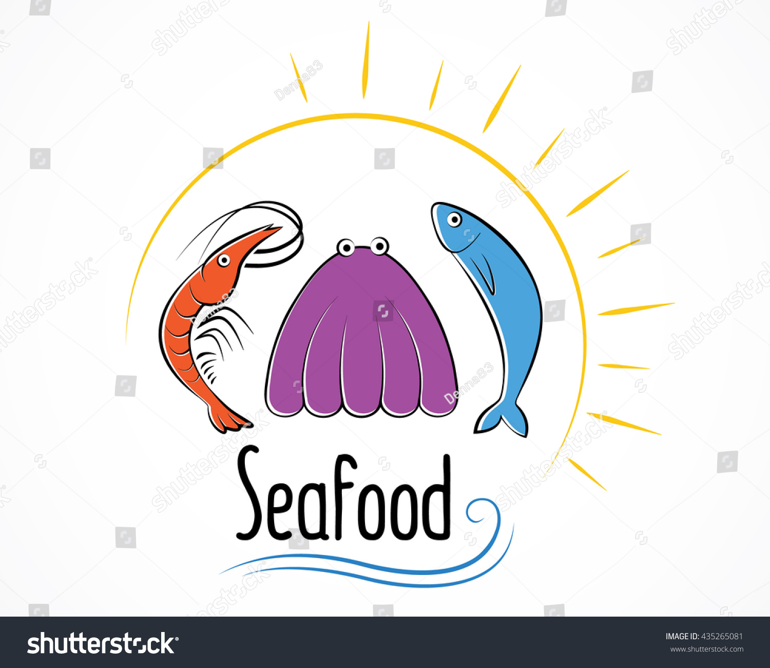 Seafood Logo Vector Illustration Stock Vector (Royalty Free) 435265081 ...