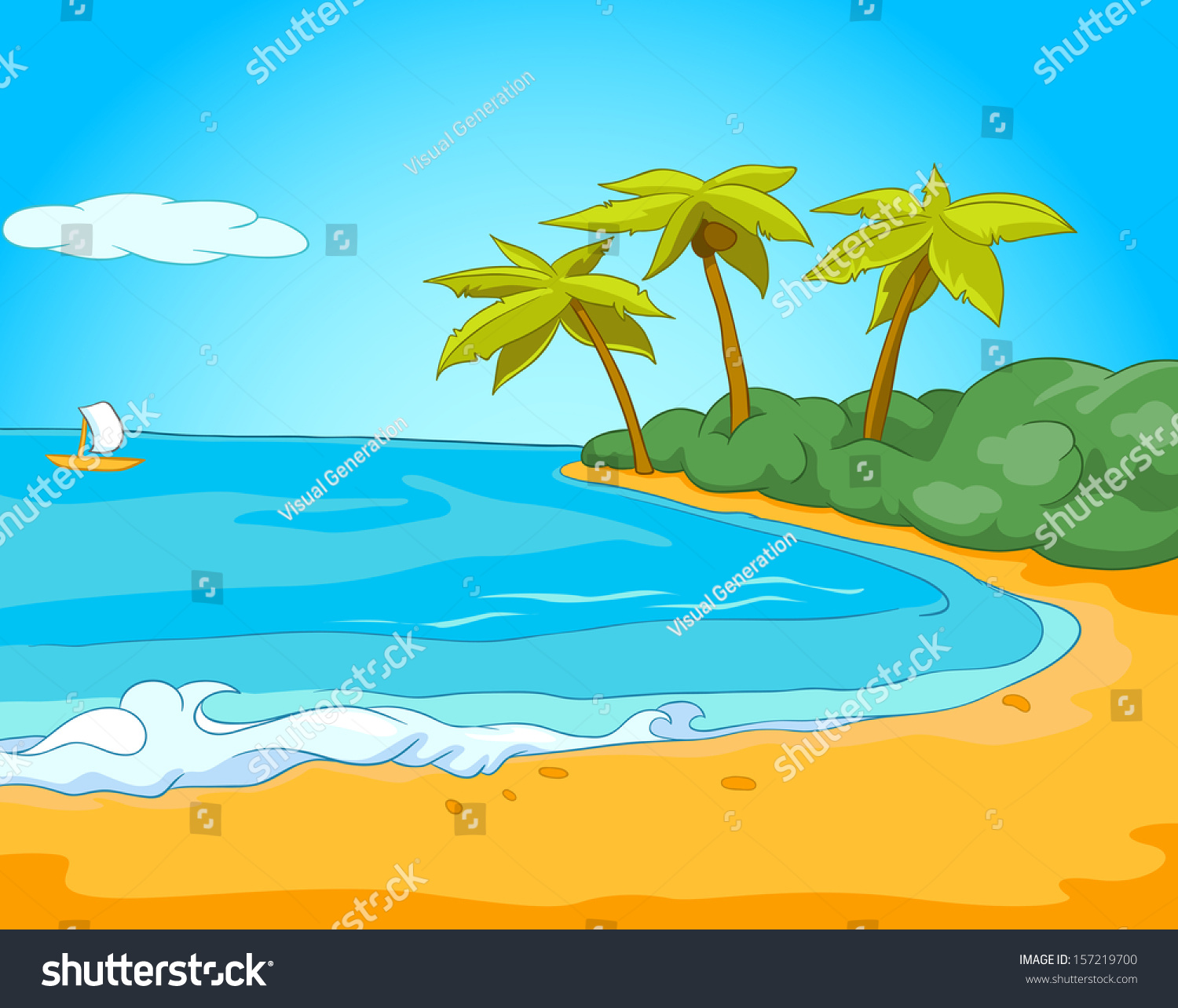 Seafront Harbor Cartoon Background Vector Illustration Stock Vector ...