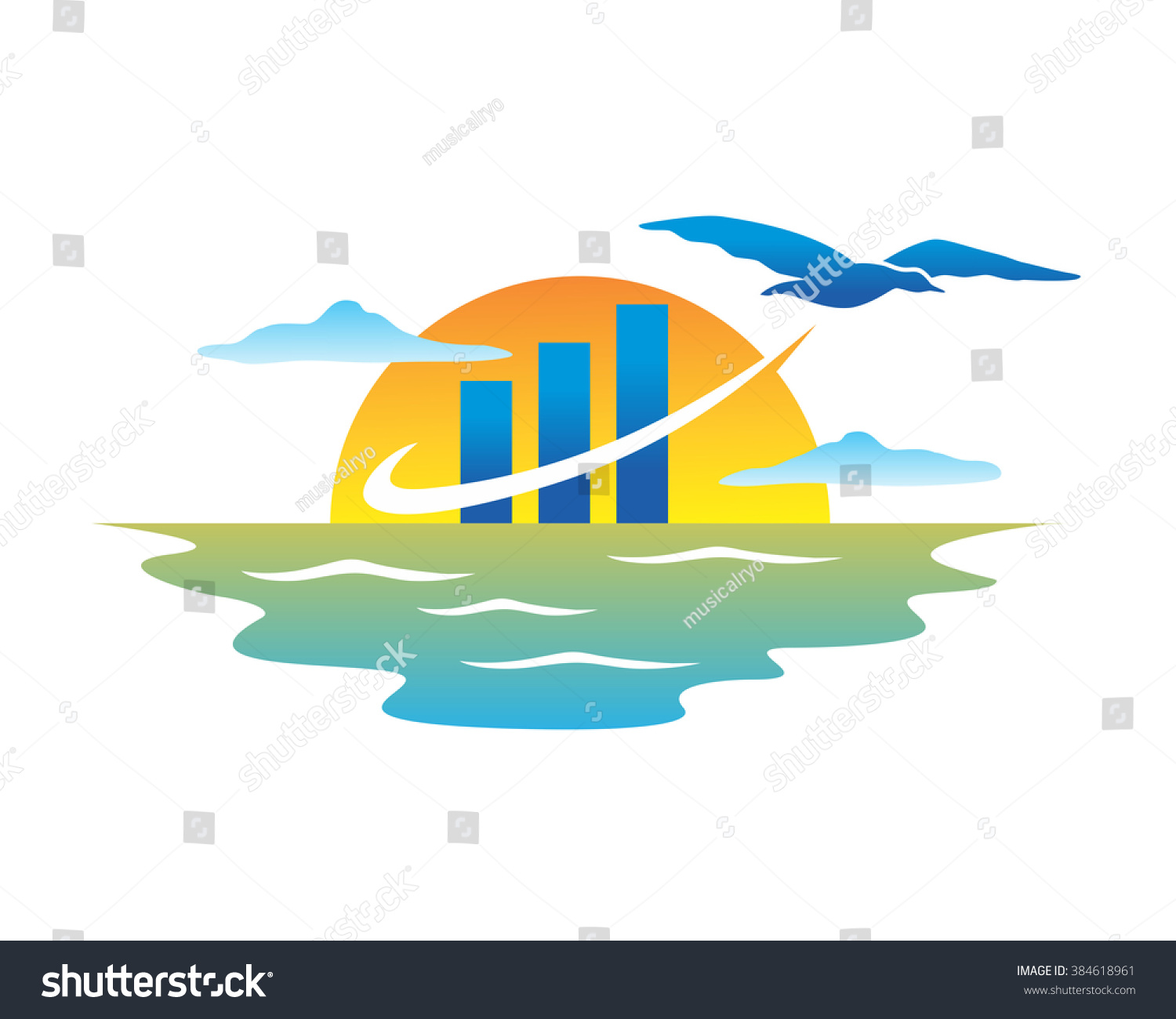 Seagull Sunset Graph Diagram Chart Image Stock Vector (Royalty Free ...