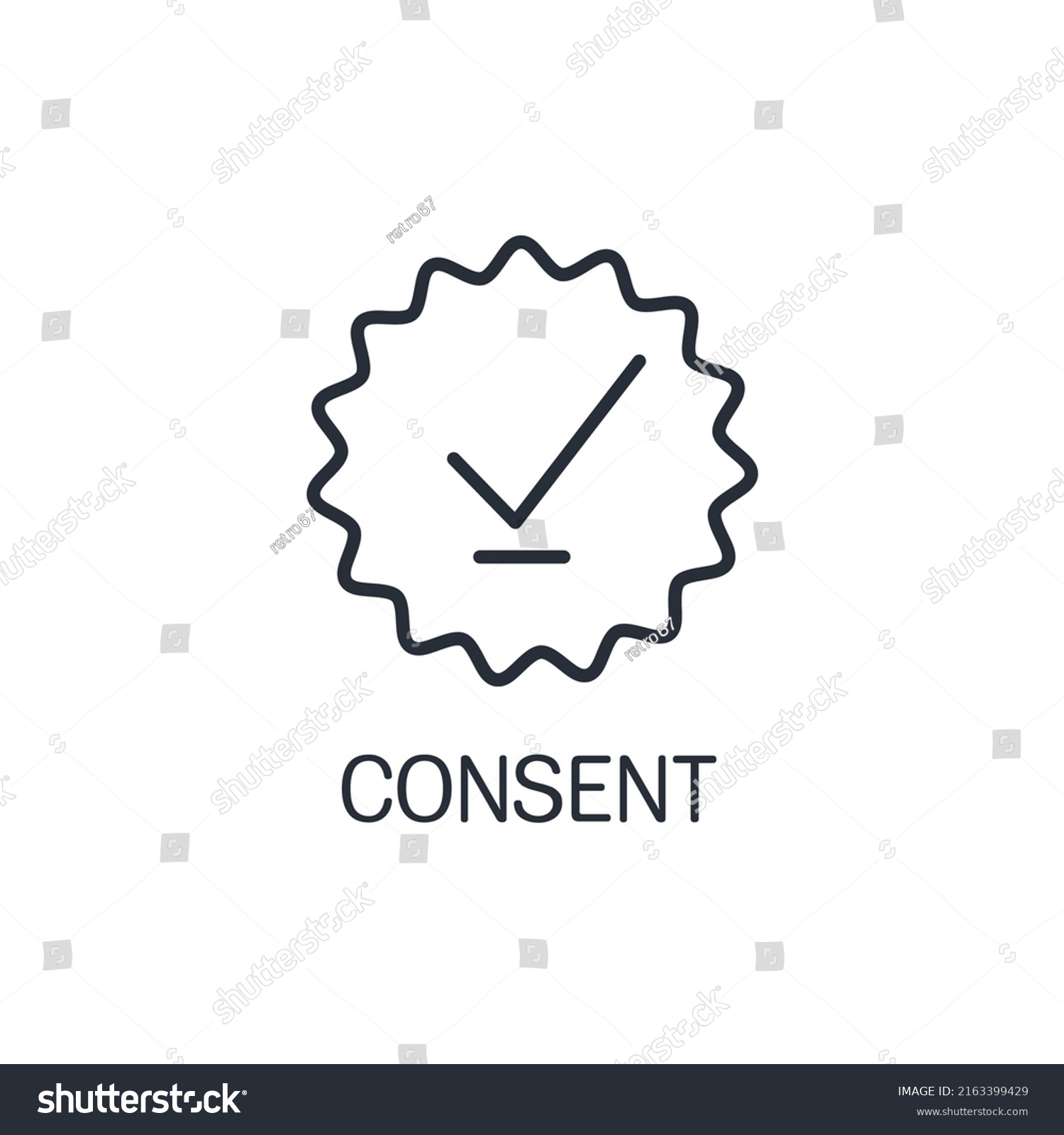 Seal Button Consent Vector Linear Icon Stock Vector (Royalty Free ...