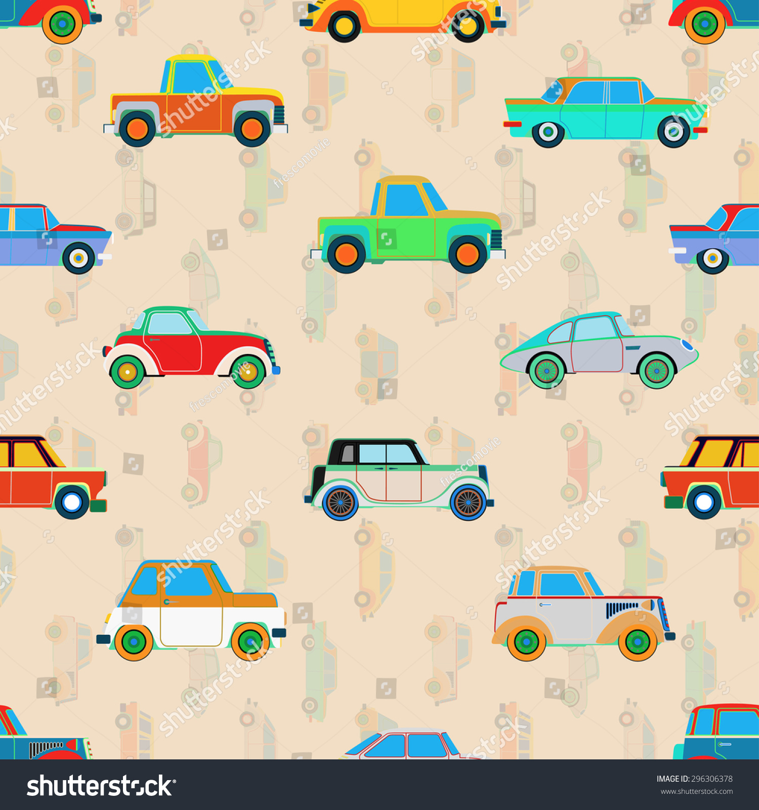 Seamles Cute Car Pattern Wallpaper Background Stock Vector (Royalty ...