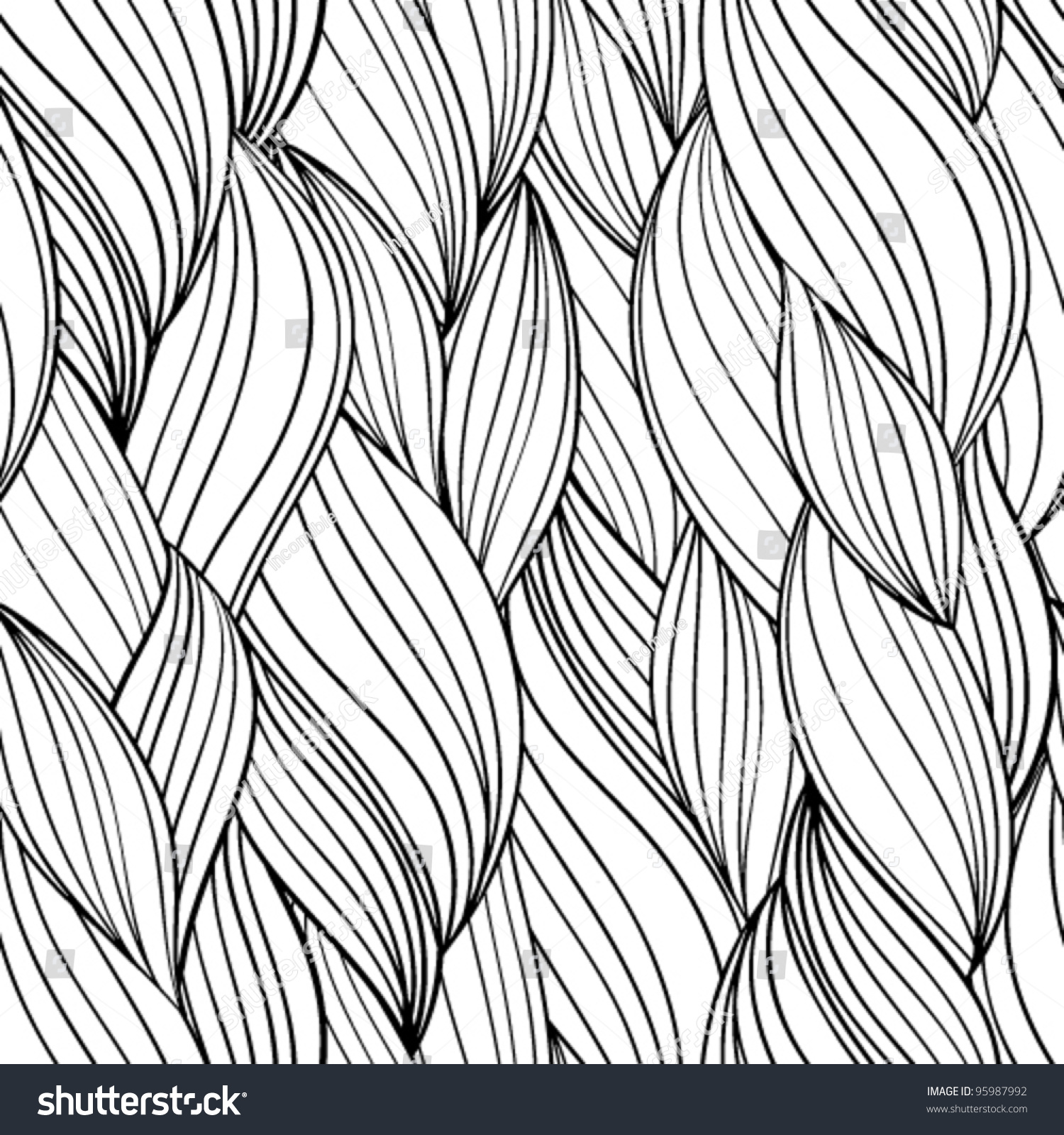 Seamless Abstract Handdrawn Pattern Waves Background Stock Vector